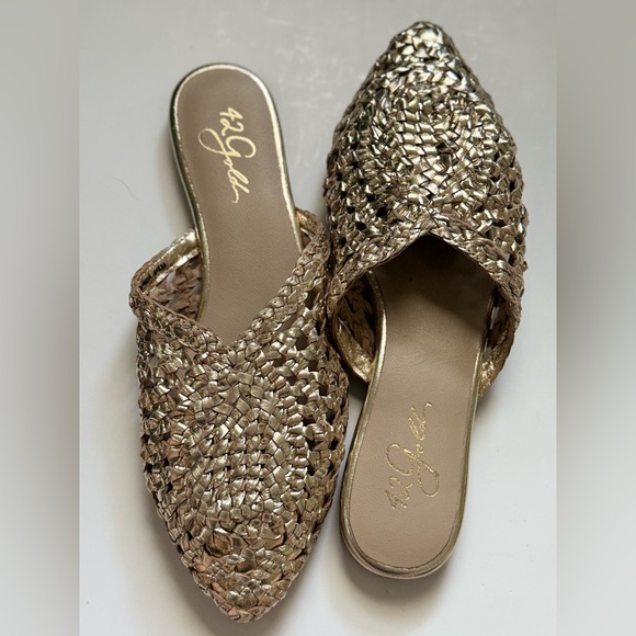 42 GOLD | Shoes | Woven Gold Slides | Poshmark
